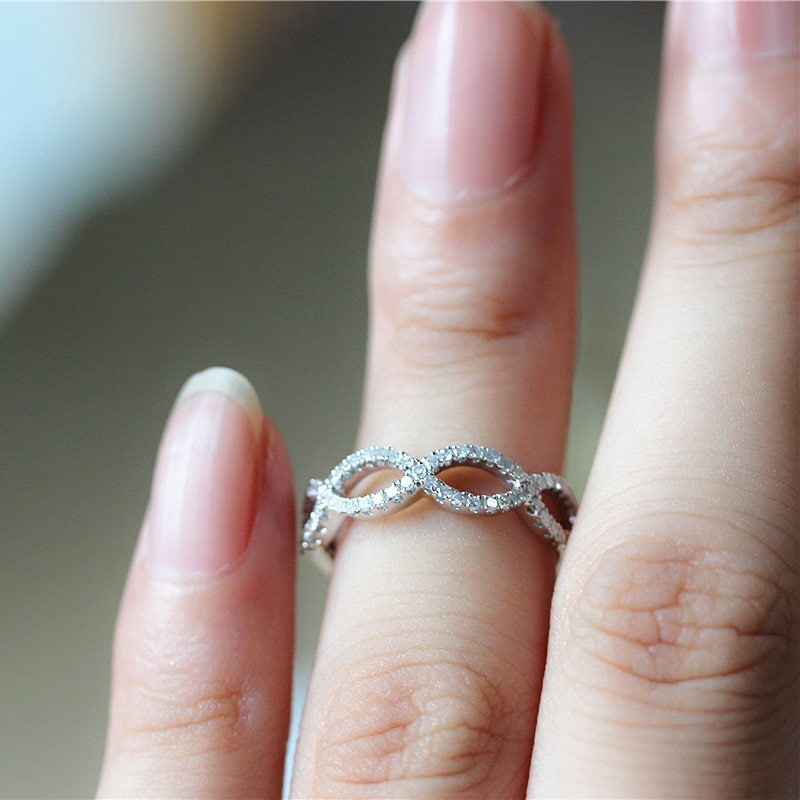 Natural Diamond Wedding Band Unique Loop Design Half Eternity - Etsy