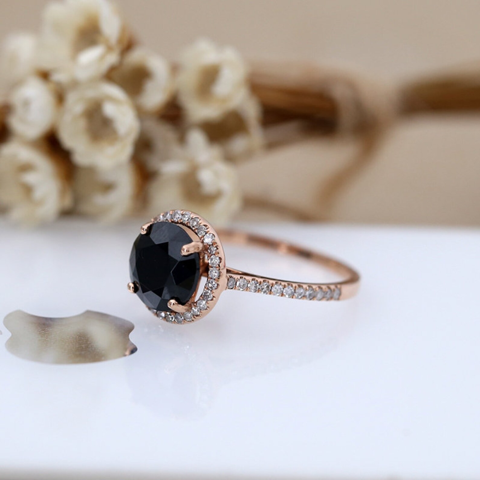 8mm Round Cut Spinel Engagement Ring Diamond Halo Wedding | Etsy