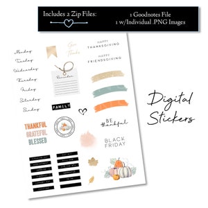 Digital Stickers | Thanksgiving Stickers for Digital Planners - Etsy