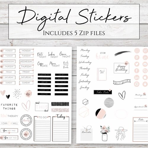 Digital Stickers Sophisticated Rose Stickers for Digital - Etsy