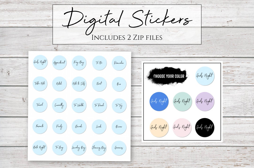 Digital Stickers | Circle Task Stickers for Digital Planners - Etsy