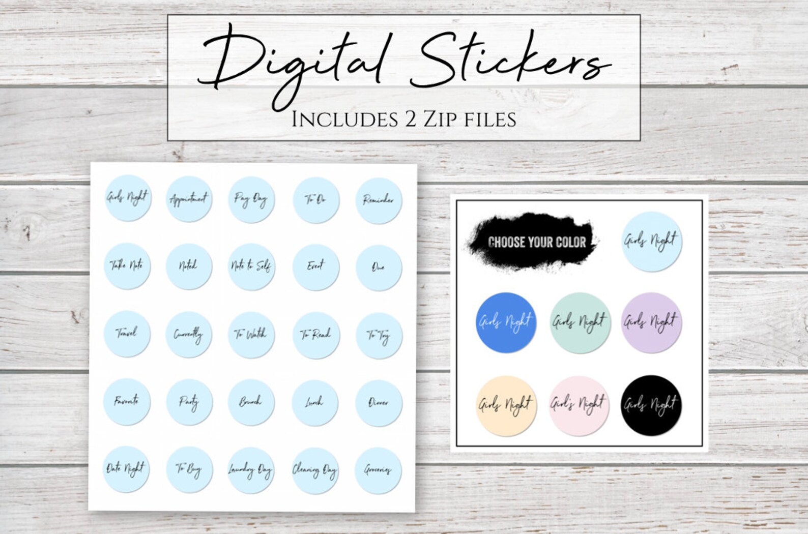 Digital Stickers | Circle Task Stickers for Digital Planners - Etsy