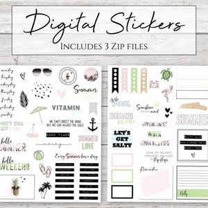 Digital Stickers Hello Summer Stickers for Digital Planners - Etsy