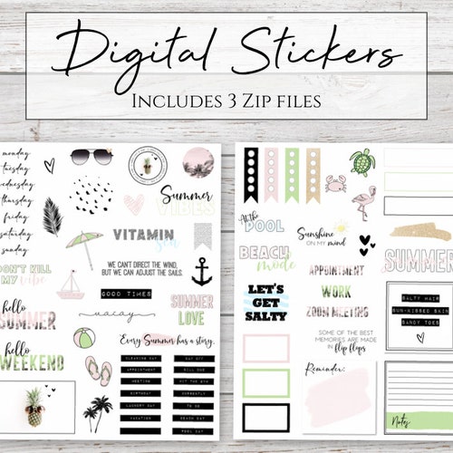 Digital Stickers Hello Summer Stickers for Digital Planners - Etsy