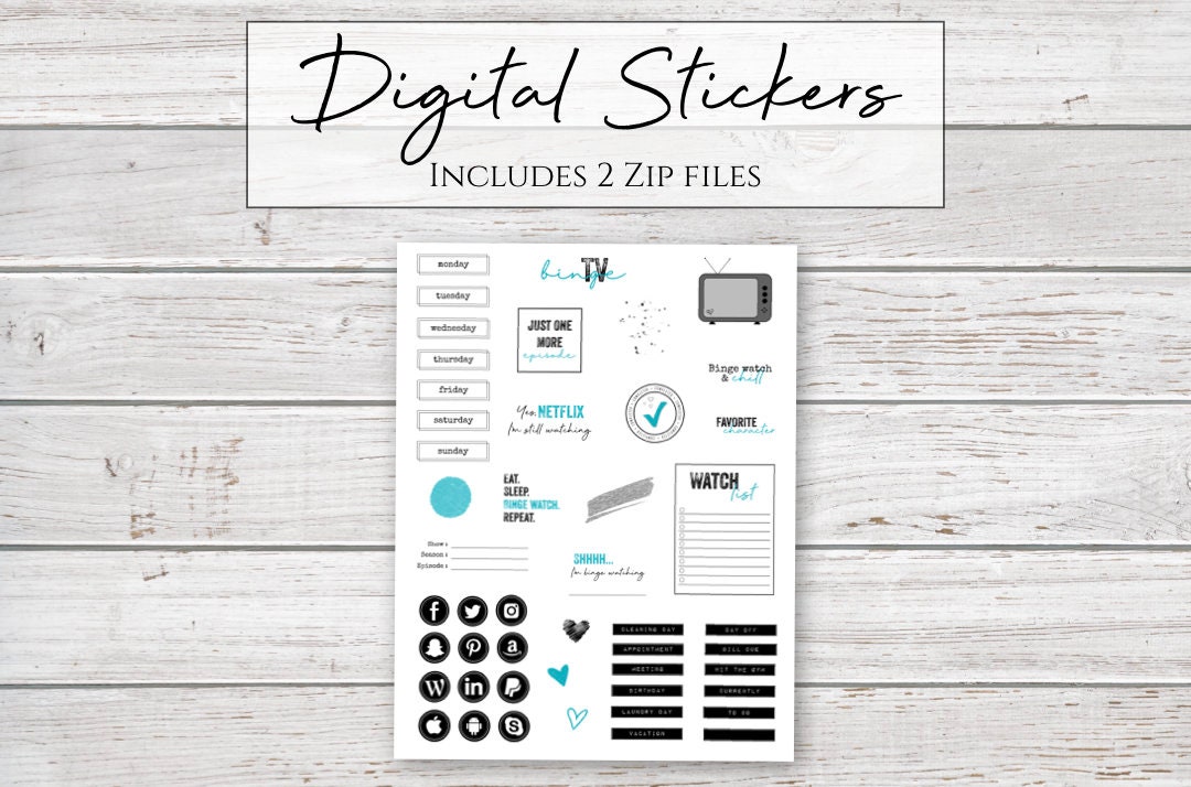 Digital Stickers | TV Binge Stickers for Digital Planners - Etsy