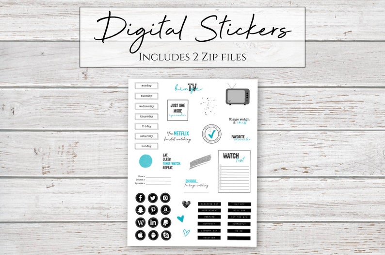 Digital Stickers TV Binge Stickers for Digital Planners - Etsy