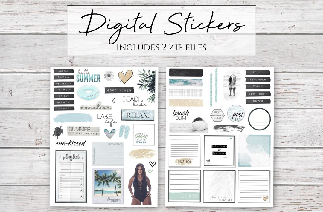 Digital Stickers | Sun-kissed | Summer Stickers for Digital Planners - Etsy