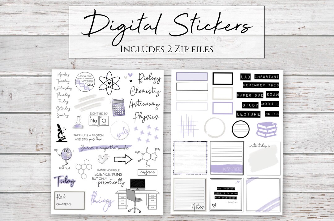 Digital Stickers | Science Essentials | Biology Chemistry Astronomy ...