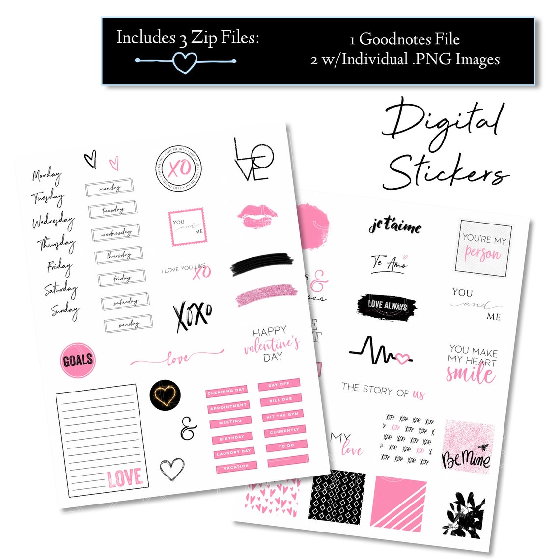 Digital Stickers Valentine's Day My Love Stickers for - Etsy