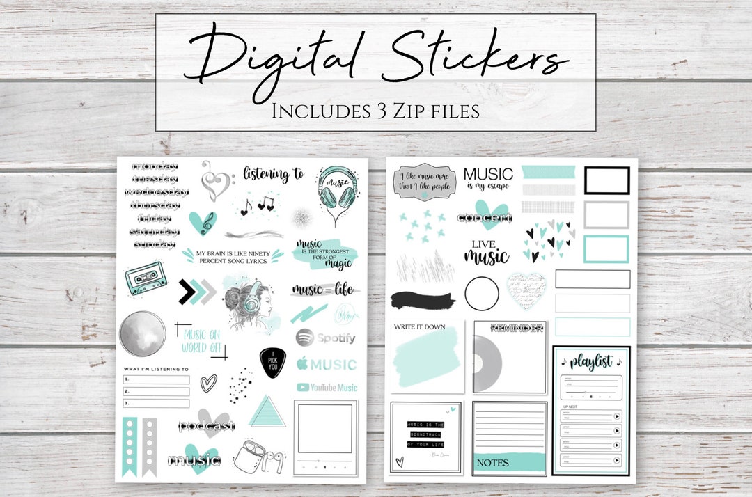 Digital Stickers | Music on World off | Music Stickers for Digital ...