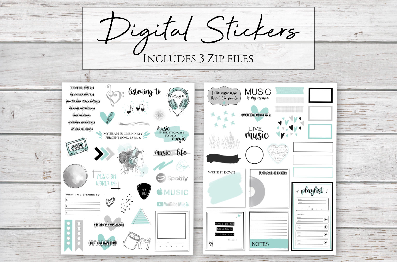 Digital Stickers Music on World off Music Stickers for - Etsy