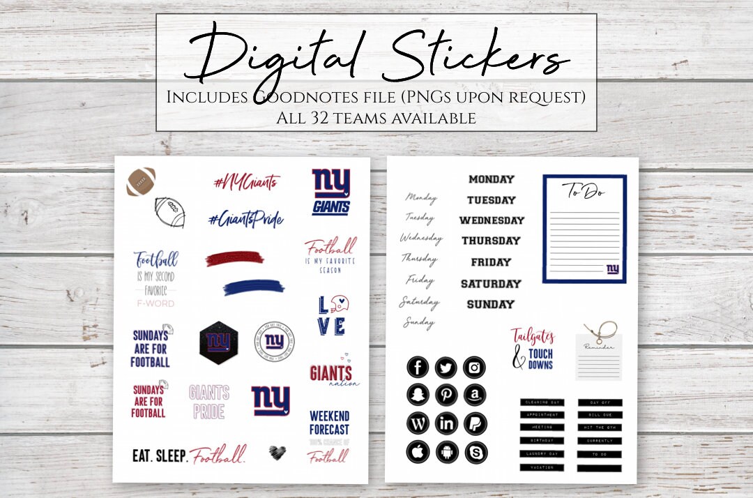 Digital Stickers NFL Football Inspired Planner Stickers All 32 Teams ...