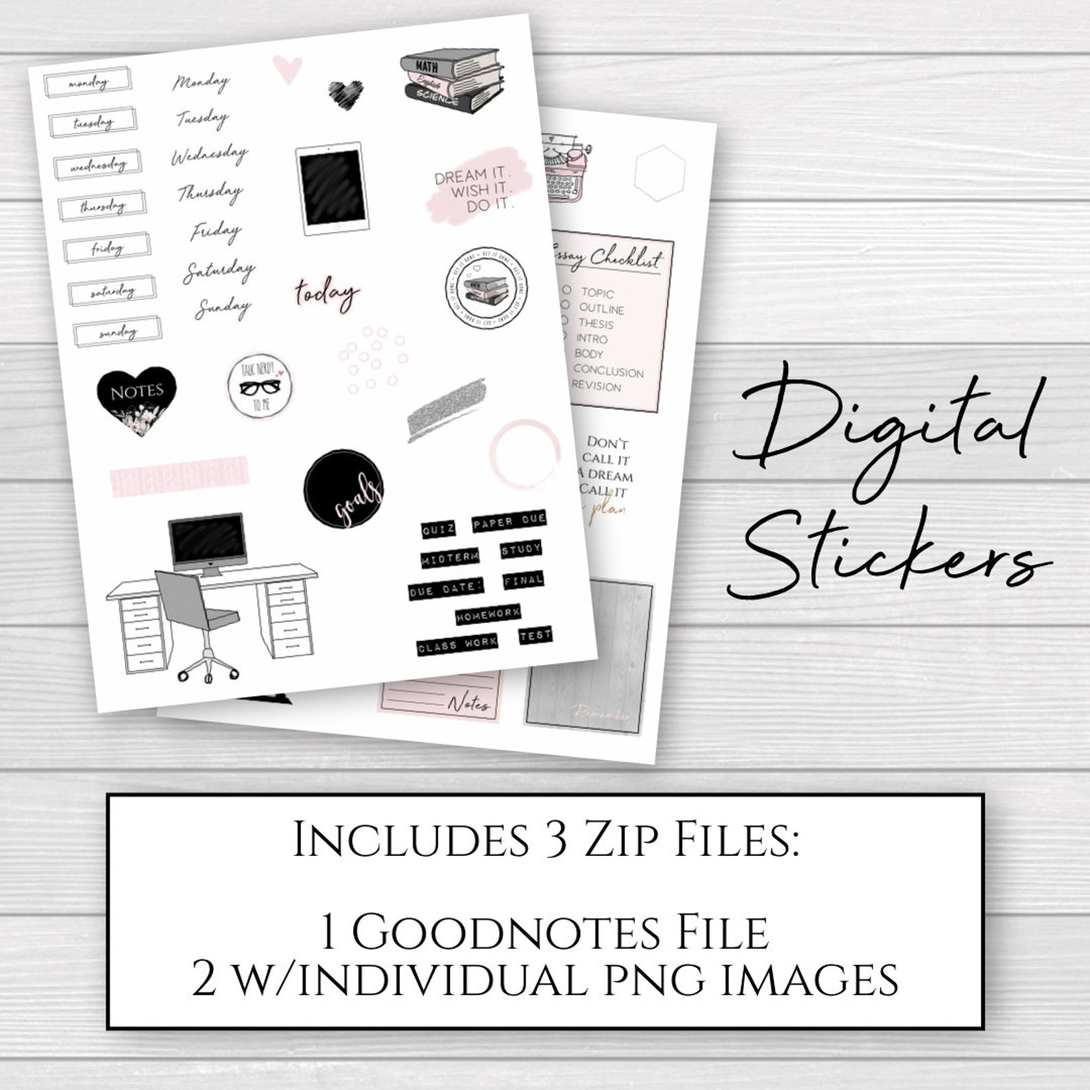 Digital Stickers Back 2 School Stickers for Digital Planners | Etsy