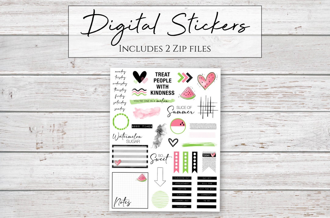 Digital Stickers | Watermelon Sugar | Fruit Stickers for Digital ...