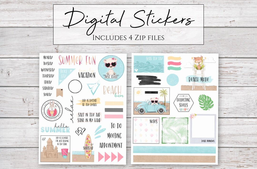 Digital Stickers | Just Chill | Summer Stickers for Digital Planners - Etsy