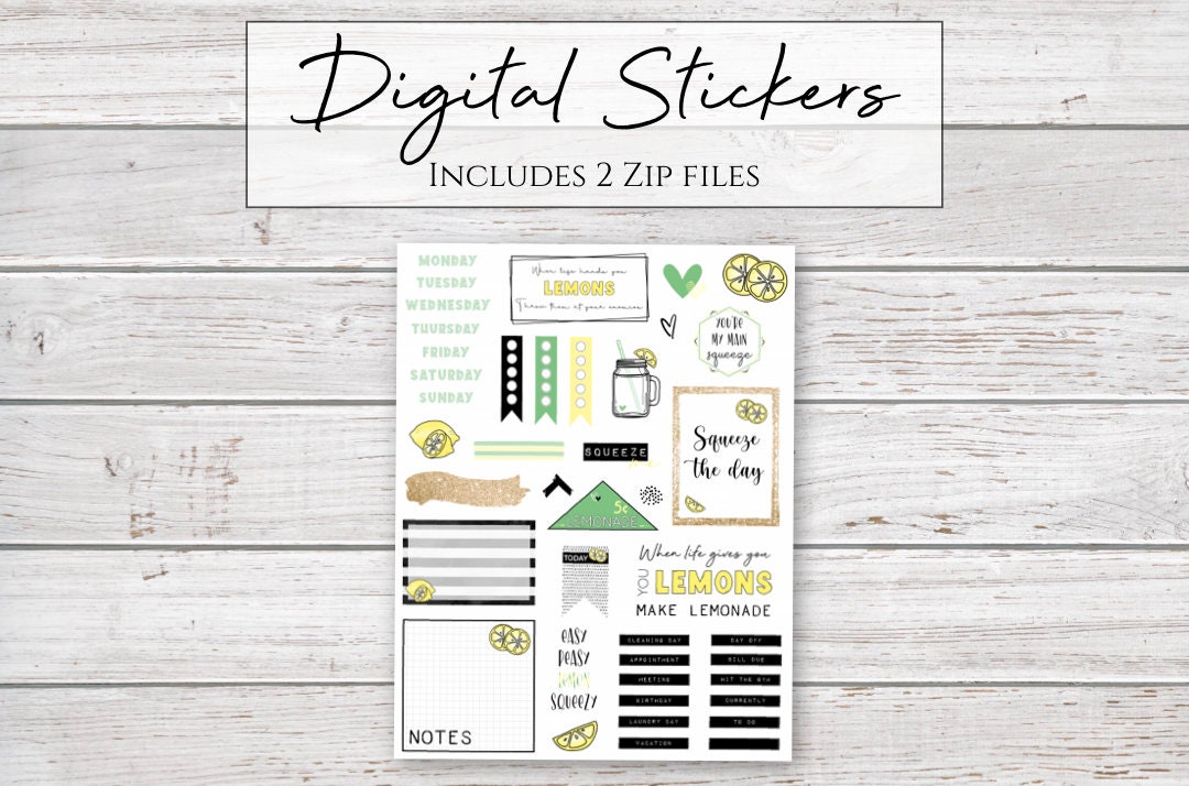 Digital Stickers | Lemon Squeezy Stickers for Digital Plannerss - Etsy