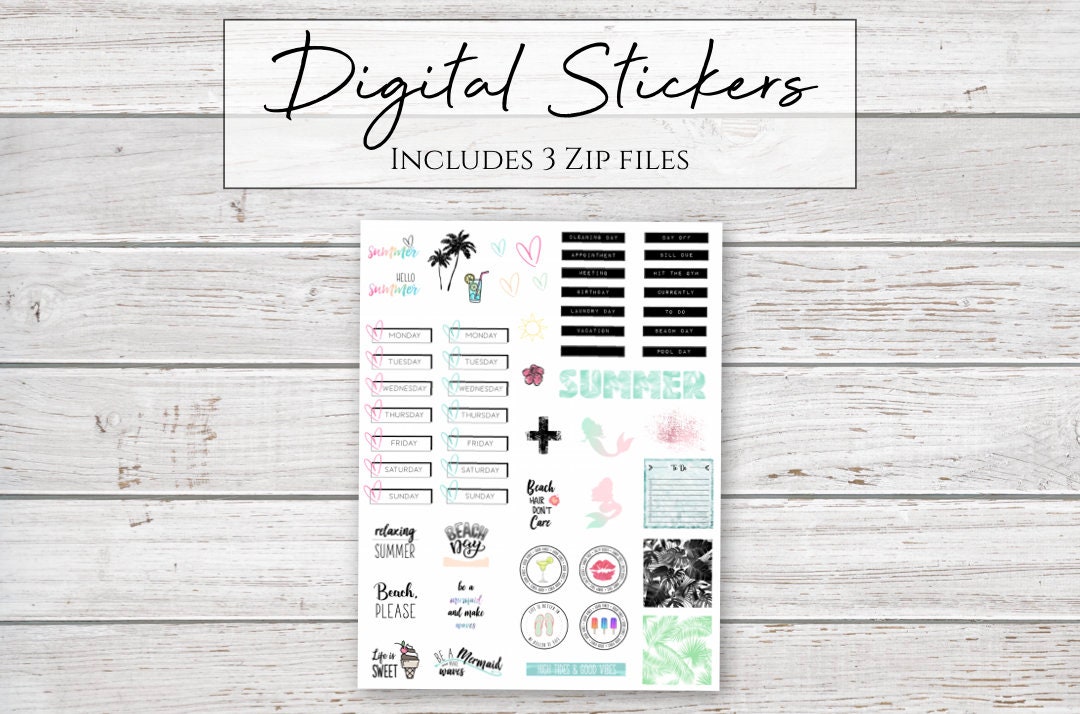 Digital Stickers | Summer Vibes for Digital Planners - Etsy