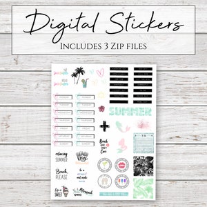 Digital Stickers | Summer Vibes for Digital Planners - Etsy