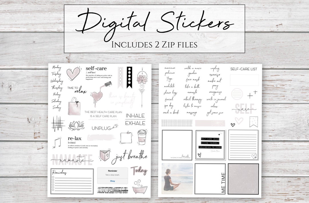 Digital Stickers Unplugged Self-care Stickers for Digital Planners - Etsy