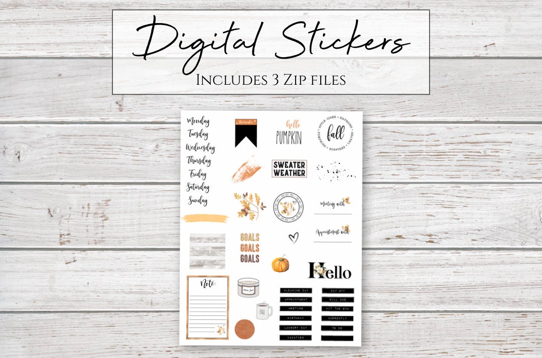 Digital Stickers | Fall/autumn Stickers for Digital Planners - Etsy