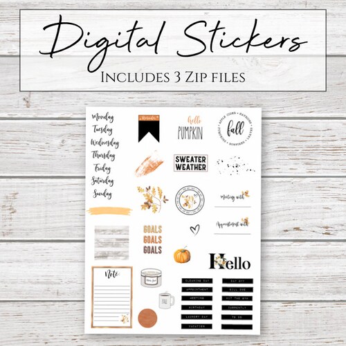 Digital Stickers Fall/autumn Stickers for Digital Planners | Etsy