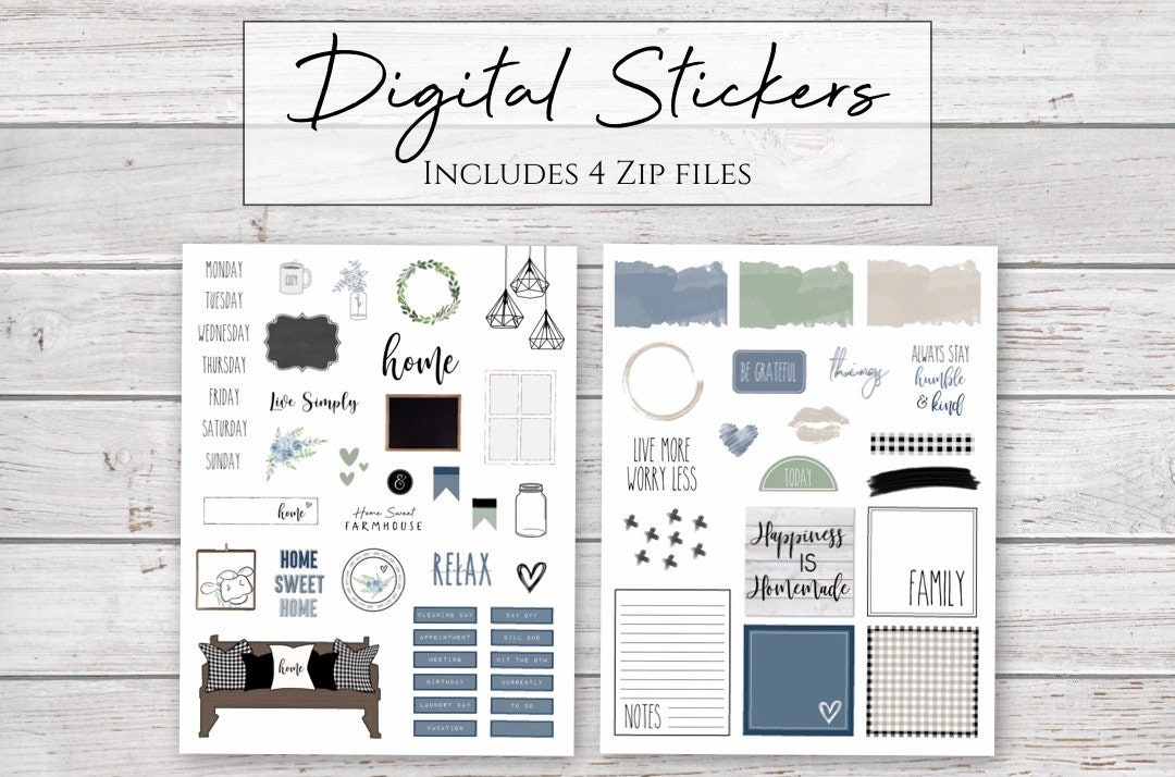 Digital Stickers | Home Sweet Farmhouse | Rustic Digital Stickers for ...