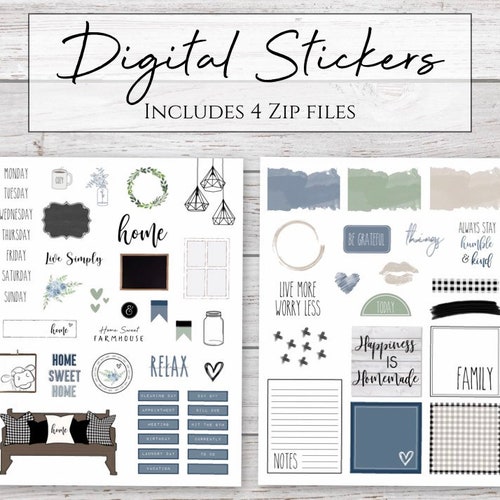 Digital Stickers Home Sweet Farmhouse Rustic Digital - Etsy