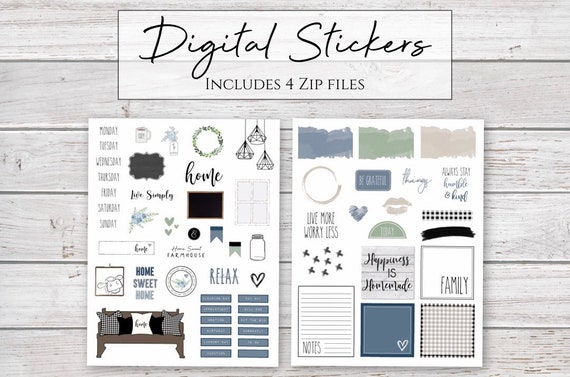 Digital Stickers Home Sweet Farmhouse Rustic Digital | Etsy
