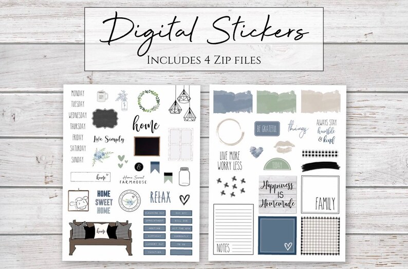 Digital Stickers | Home Sweet Farmhouse | Rustic Digital Stickers for ...