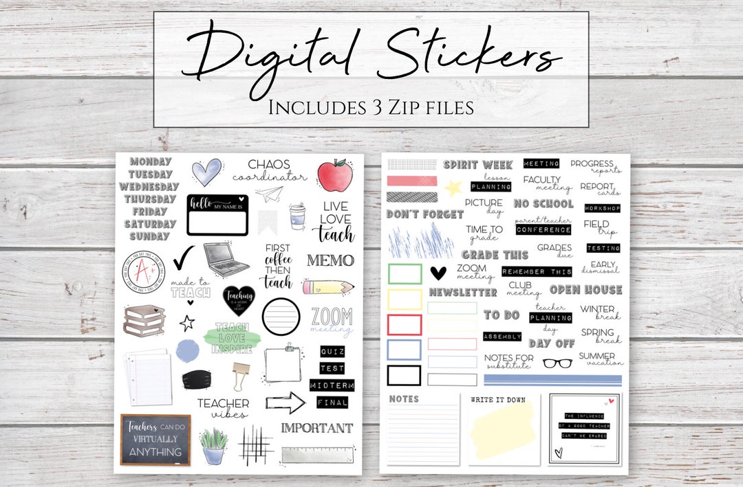 Digital Stickers Teach Love Inspire Teacher/teaching Stickers for ...