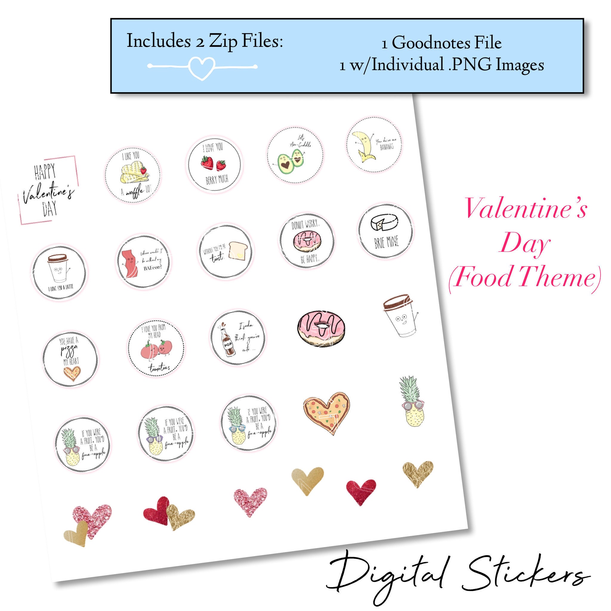 Digital Stickers | Valentine's Day (food Themed) Stickers for Digital ...