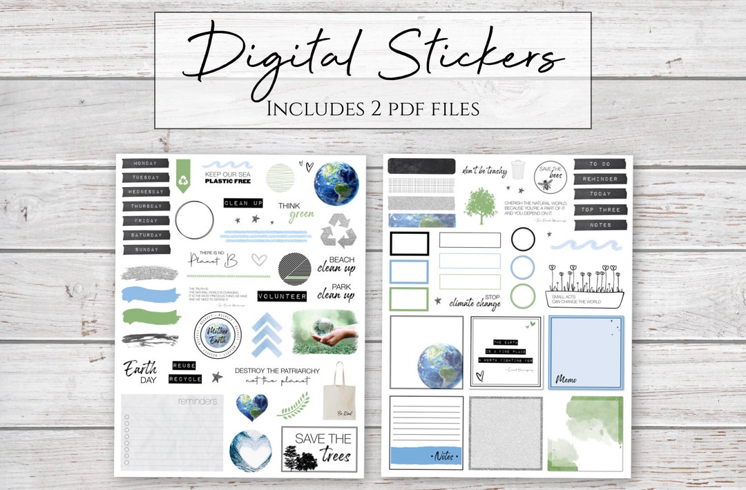 Digital Stickers | Think Green | Earth Day Recycle Stickers for Digital ...