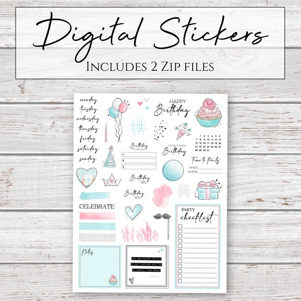 Pink Happy Birthday Stickers - Etsy