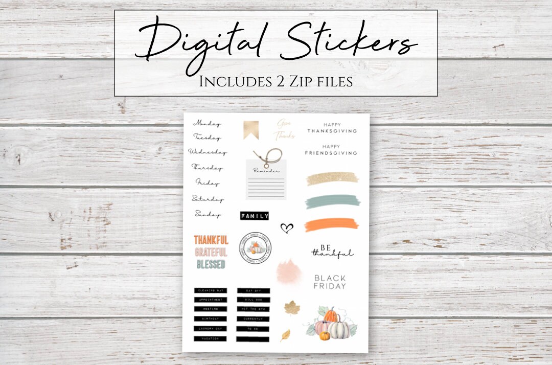 Digital Stickers | Thanksgiving Stickers for Digital Planners - Etsy