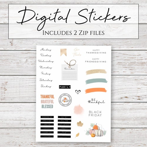 Digital Stickers Thanksgiving Stickers for Digital Planners - Etsy