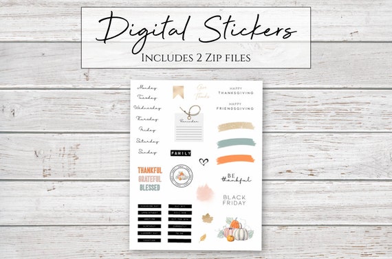Digital Stickers Thanksgiving Stickers for Digital Planners | Etsy