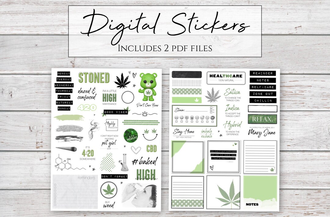 Digital Stickers Dazed & Confused Weed Marijuana Pot Stickers for ...