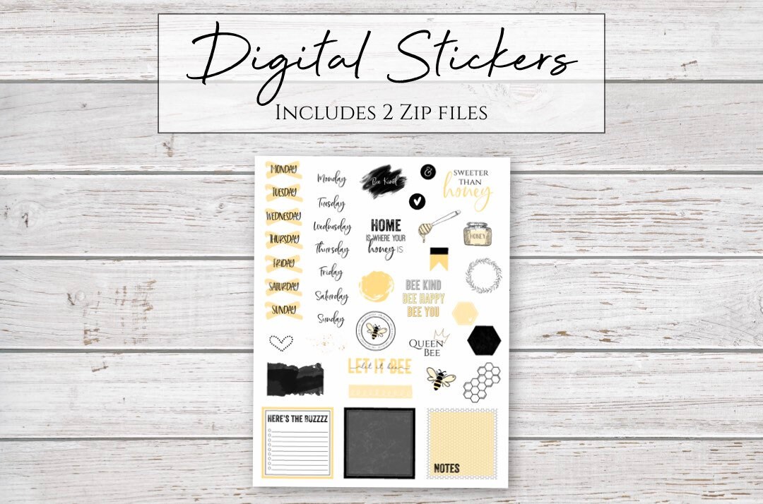 Digital Stickers | Let It Bee Stickers for Digital Planners - Etsy
