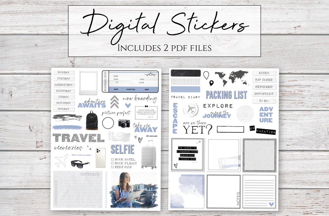 Digital Stickers Adventure Awaits Travel Flight Stickers for Digital ...