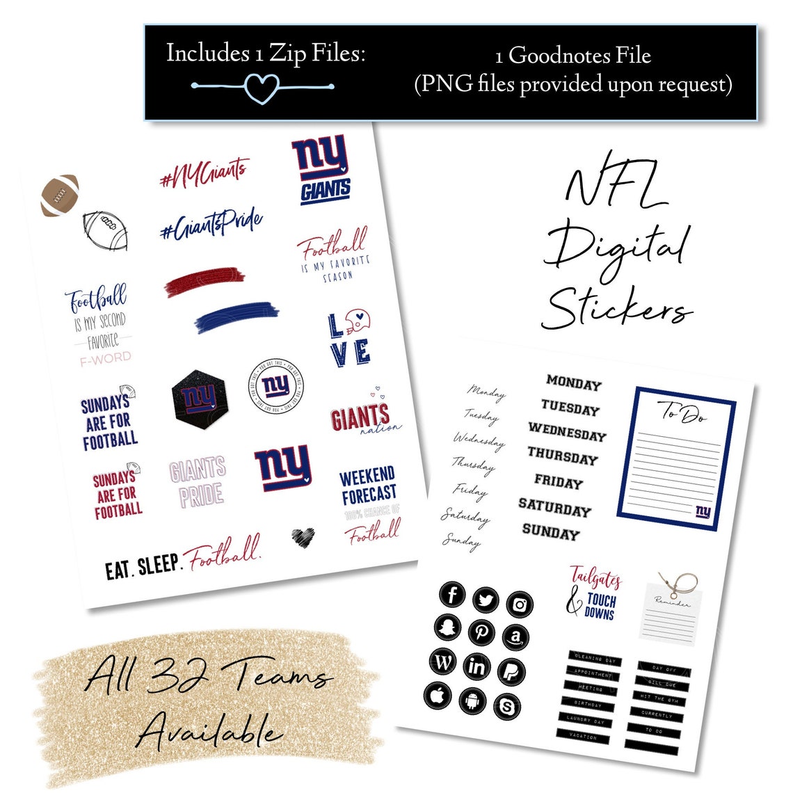 Digital Stickers NFL Football Inspired Planner Stickers - Etsy
