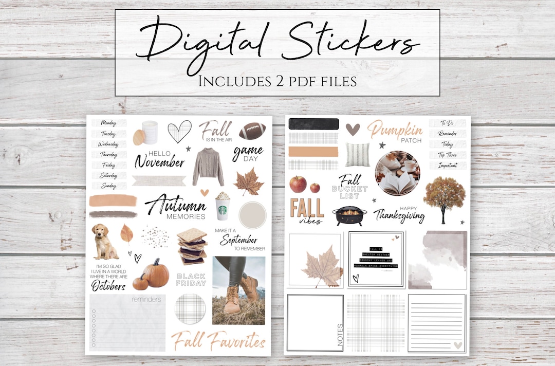 Digital Stickers | Autumn Memories | Fall/autumn Stickers for Digital ...