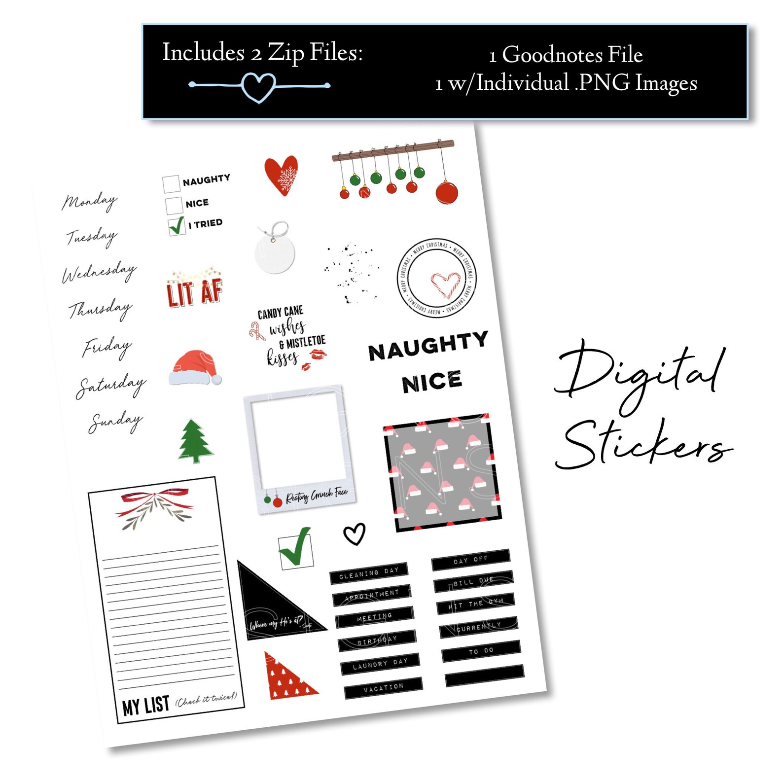 Digital Stickers Christmas Stickers for Digital Planners - Etsy