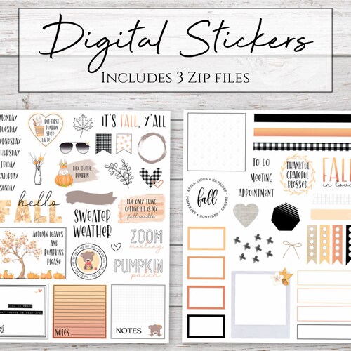 Digital Stickers Fall/autumn Stickers for Digital Planners | Etsy