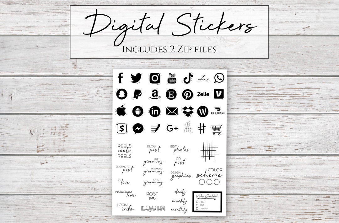Digital Stickers Socials Mini Social Media Stickers for Digital ...