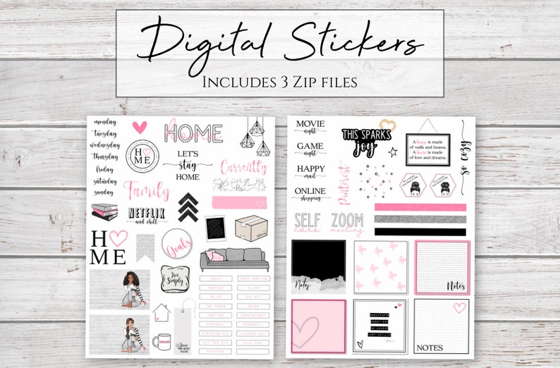 Digital Stickers | Let's Stay Home | Home Stickers for Digital Planners ...