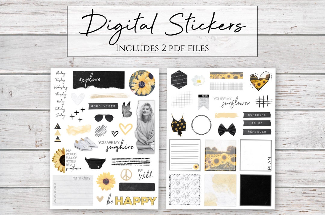 Digital Stickers | Sunflowers & Sunshine Stickers for Digital Planners ...