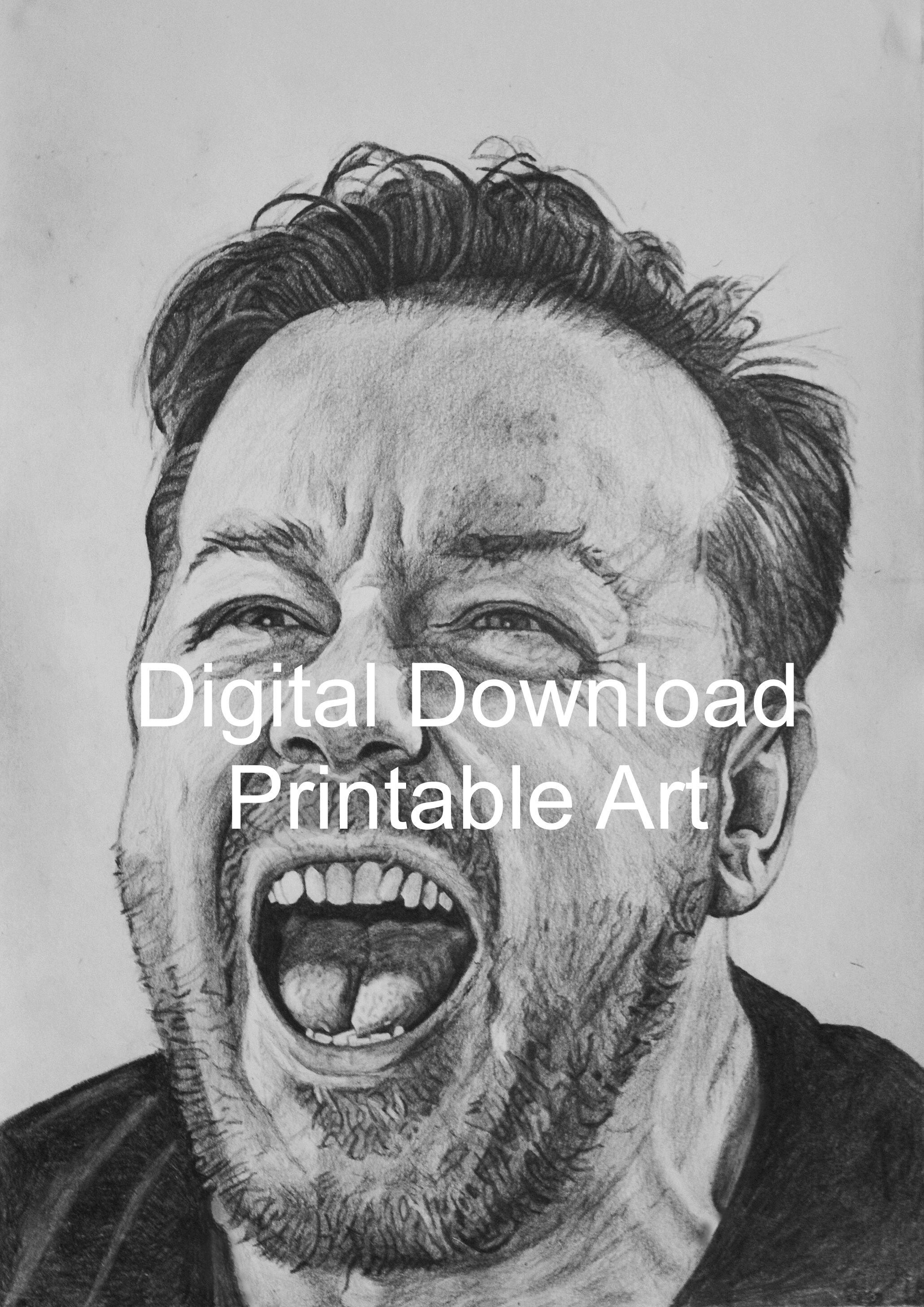 Printable Art,ricky Gervais,poster,black and White Pencil Portrait,fine ...