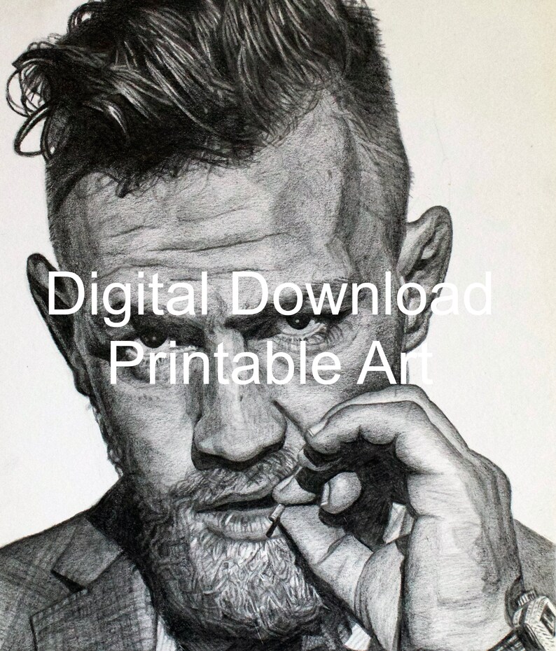 Printable Art,conor Mcgregor Ufc,poster,black White Pencil Portrait ...