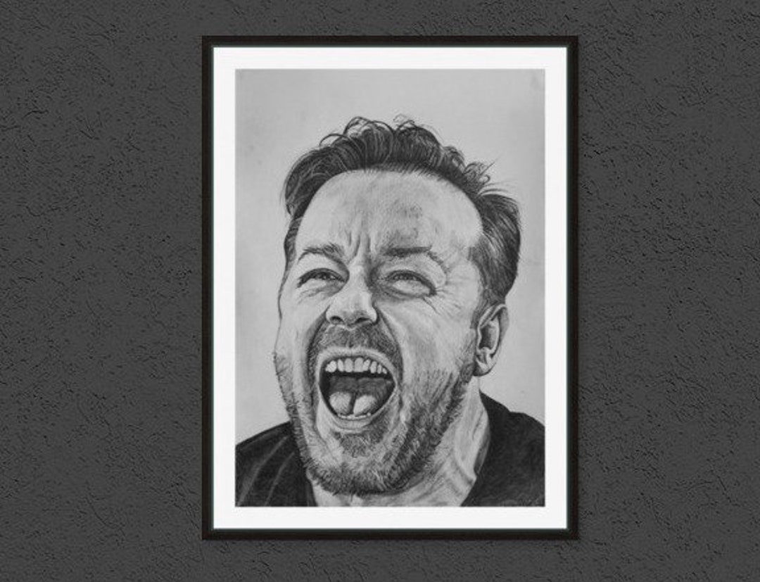 Printable Art,ricky Gervais,poster,black and White Pencil Portrait,fine ...