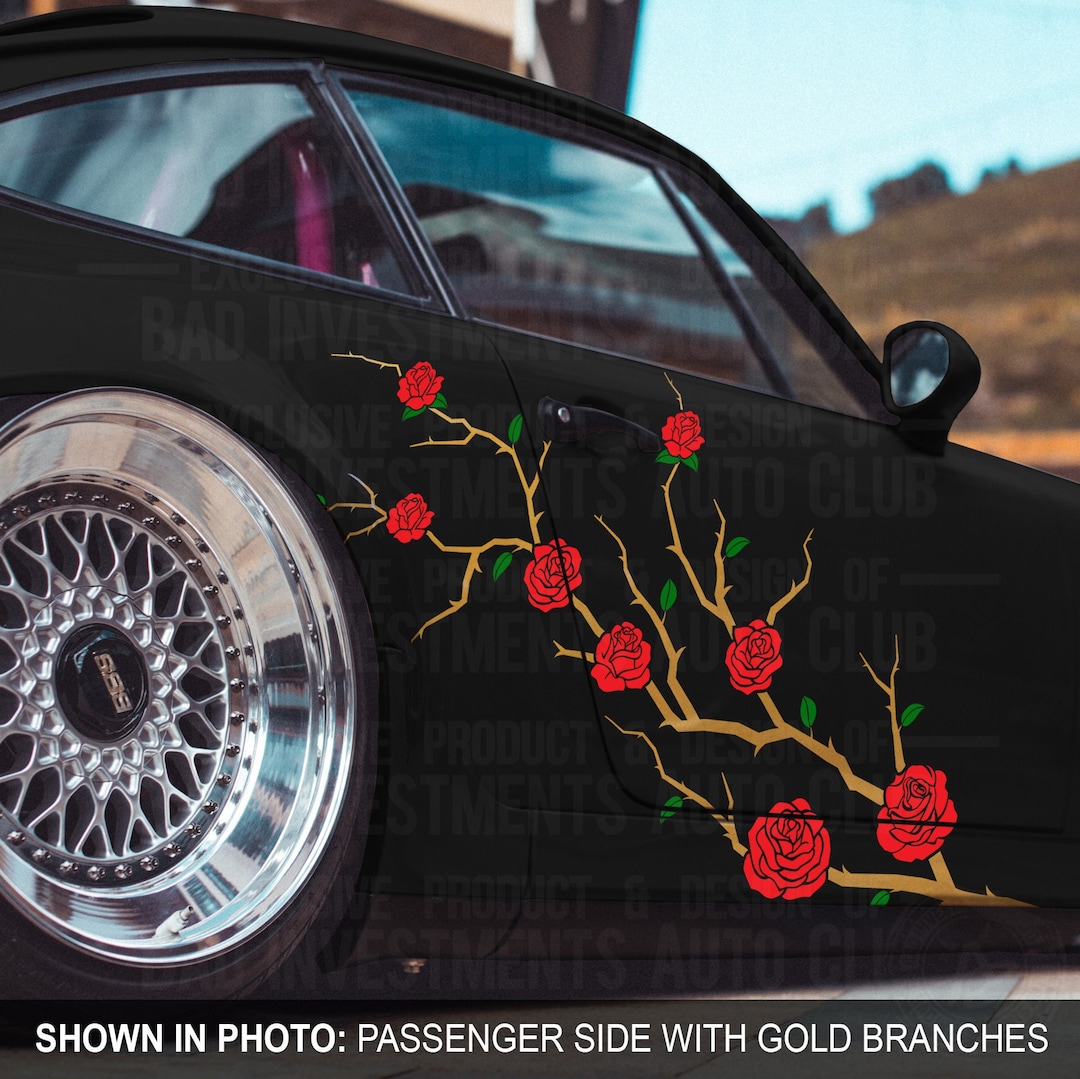 Rose Car Decal, Fun Car Decoration, Side Graphic, Gift for Girl Car, Flower Decal, Vinyl Flower ...